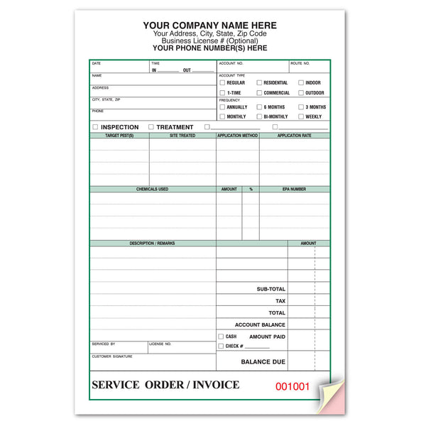 Pest Control Service Order / Invoice