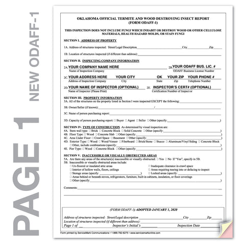 New ODAFF-1 Oklahoma WDI Report Forms